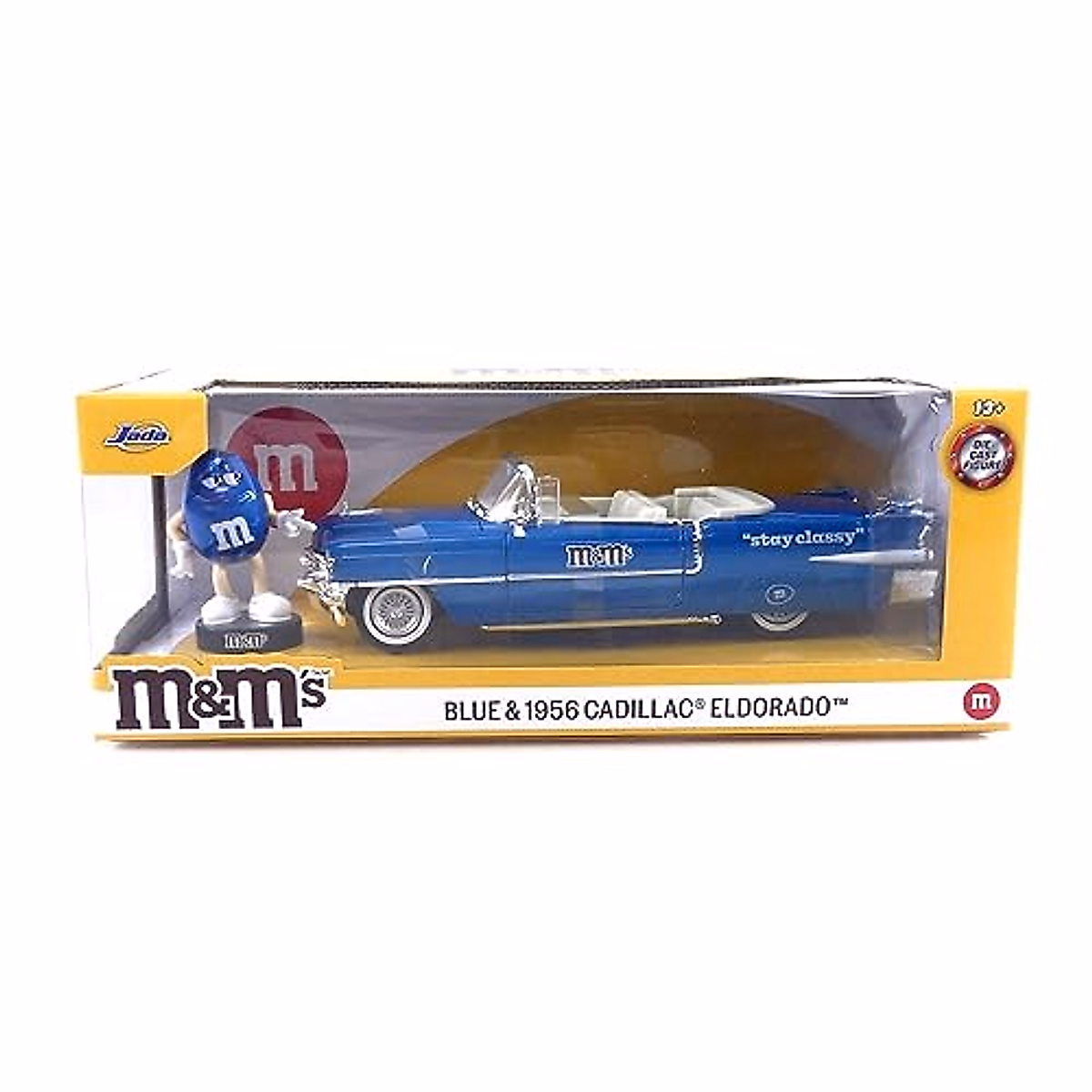 Jada Toys M&M's 1:24 1956 Cadillac El Dorado Die-cast Car w/ 2.75" Blue Figure, Toys for Kids and Adults