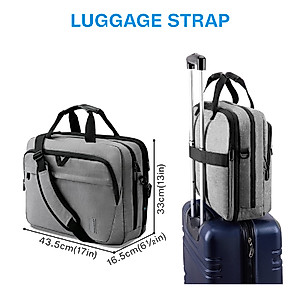 BAGSMART 17.3 Inch Laptop Bag, Expandable Computer Bag Laptop Briefcase Men Women,Laptop Shoulder Bag,Work Bag Business Travel Office, Grey