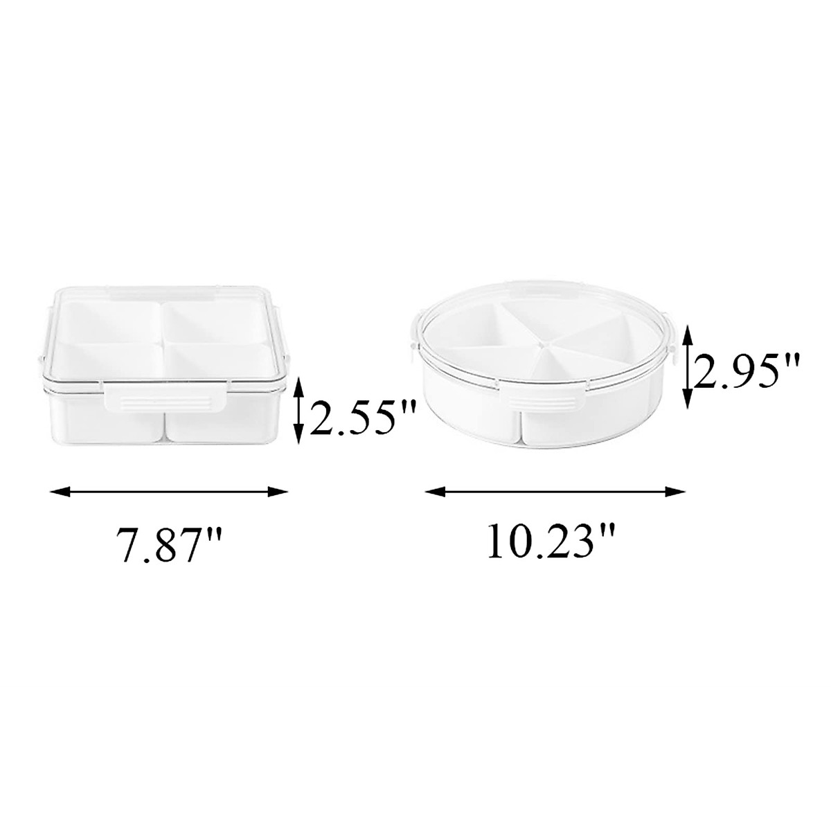 Lumista Divided Serving Tray with Lid, 5 Compartment Food Storage Containers, Picnic Serving tray for Home, Kitchen, Work and School