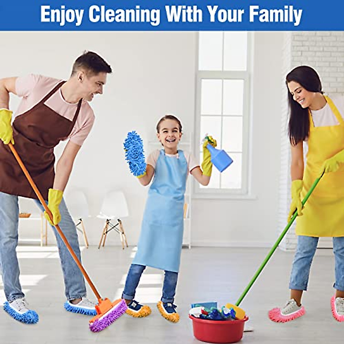 10Pcs Mop Slippers for Floor Cleaning Washable Shoes Cover Soft Microfiber Dust Mops Mop Socks Reusable for Women Men Kids Foot Dust Hair Cleaners Sweeping House Office Bathroom Kitchen