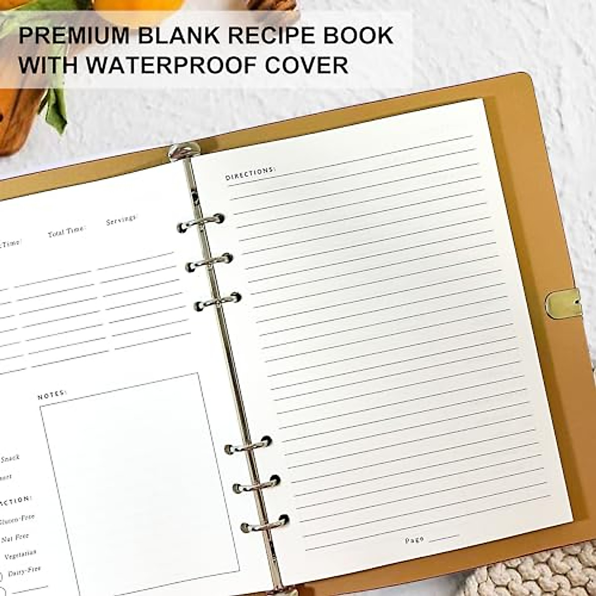 XXINMOH Leather Recipe Book With Index Pages & Templates, The Perfect Recipe Note Book To Write In Your Own Recipes - Simplified Blank Cookbook to Organize Your Recipes (Waterproof Cover)