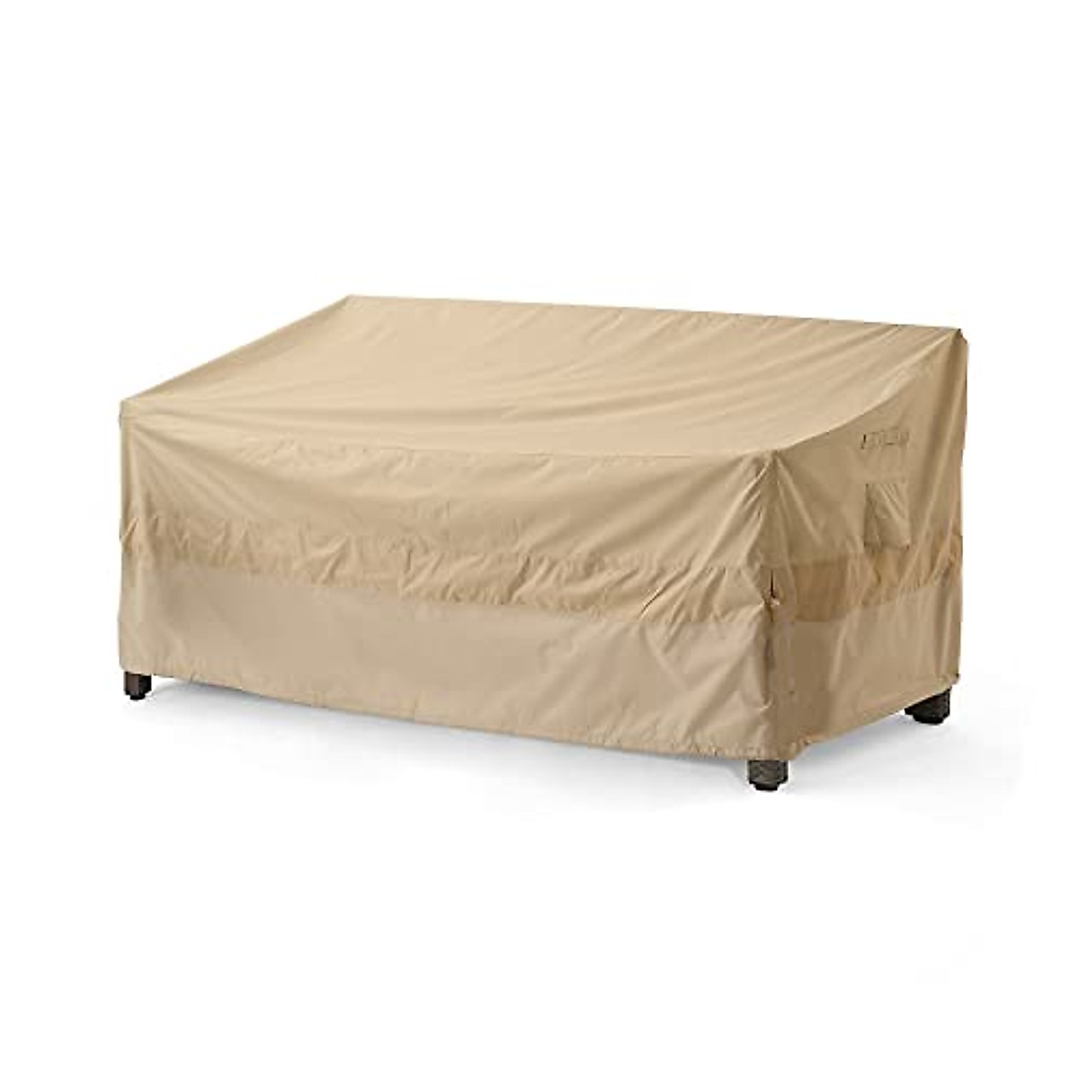 WJ-X3 2-Seater Outdoor Loveseat Covers, Heavy Duty Patio Couch Covers, Patio Sofa Covers Waterproof, High Wind Resistant Design for Outdoor Furniture Cover, 58W x 40D x 35H, Beige