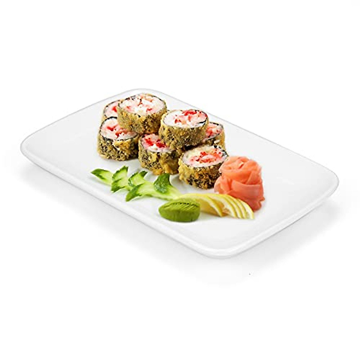 Foraineam Set of 8 Pieces 8 Inch Rectangular Porcelain Platters Dessert, Appetizer, Salad Plates White Serving Trays