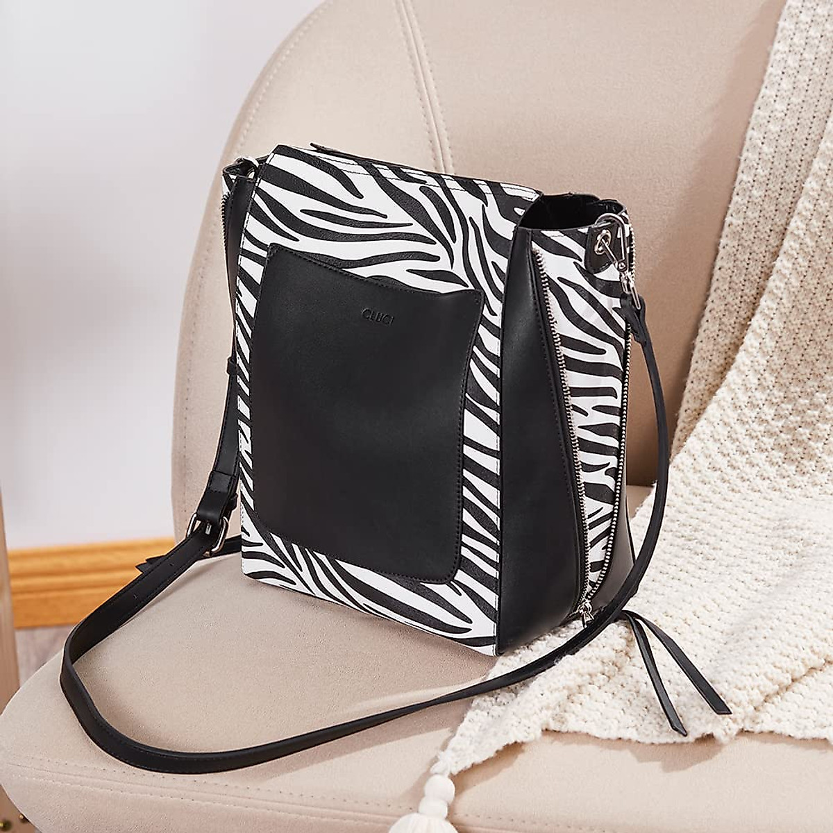 CLUCI Hobo Bags for Women Soft Leather Bucket Tote Purse and Handbag Designer Ladies Crossbody Shoulder Bags Zebra Pattern PVC