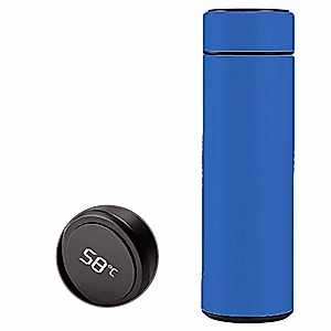 Hovico Intelligent Temperature Display Vacuum Insulated Water Bottle,Leak Proof, Stainless Steel Coffee Thermos,Keep Cold 12H Keep Warm 24H,17OZ (Blue)