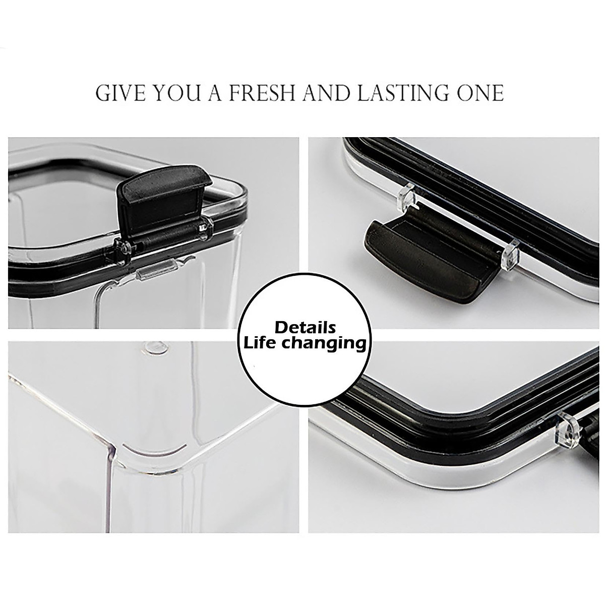 Generic Airtight Food Storage Container with Lid Plastic Kitchen Pantry Organizers and Storage Container for Cereal Flour Sugar Dry Food (small), clear