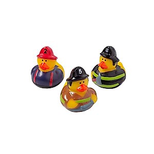 Firefighter Rubber Duckies (Set of 12 Ducks) Fire Party Favors and Supplies