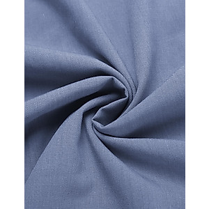 COOFANDY Men's Short Sleeve Button Down Shirt for Men Summer Casual Cotton Shirt~ Grey Blue