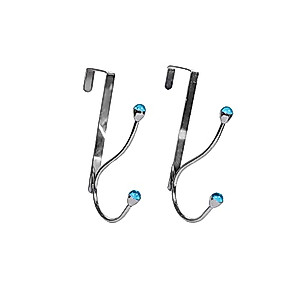 Elegant Home Fashions Single Hook Over The Door Hanger with Blue Acrylic Jewel Finish