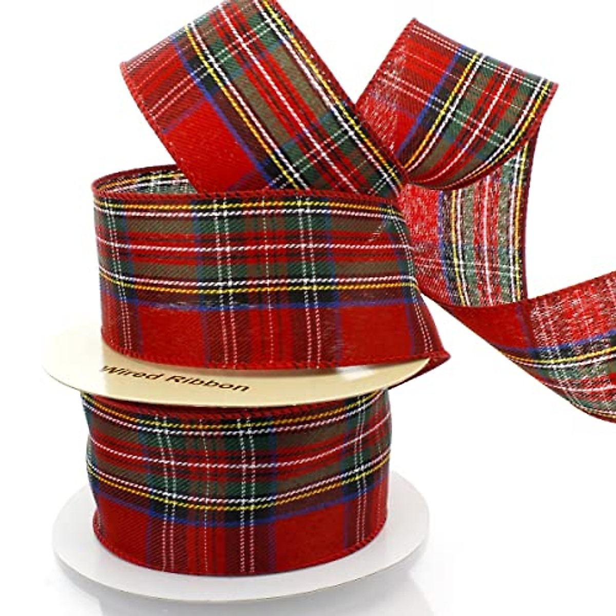 Ribbon Traditions Vintage Red/Blue Plaid Flannel Wired Ribbon 2 1/2" By 25 Yards