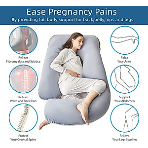U Shaped Pregnancy Pillows for Sleeping, 57 Inch Maternity Pillow for Pregnant Women with Removable and Washable Velvet Cover, Full Pregnancy Body Pillow Support for Back, Hips, Legs, Belly