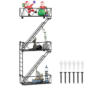MR LISTEN Fire Escape Wall Shelf - Decorative Shelves New York Decor Staircase Shelf Action Figure Display Shelf for Bedroom, Office ，Home Decor (3 Tier)