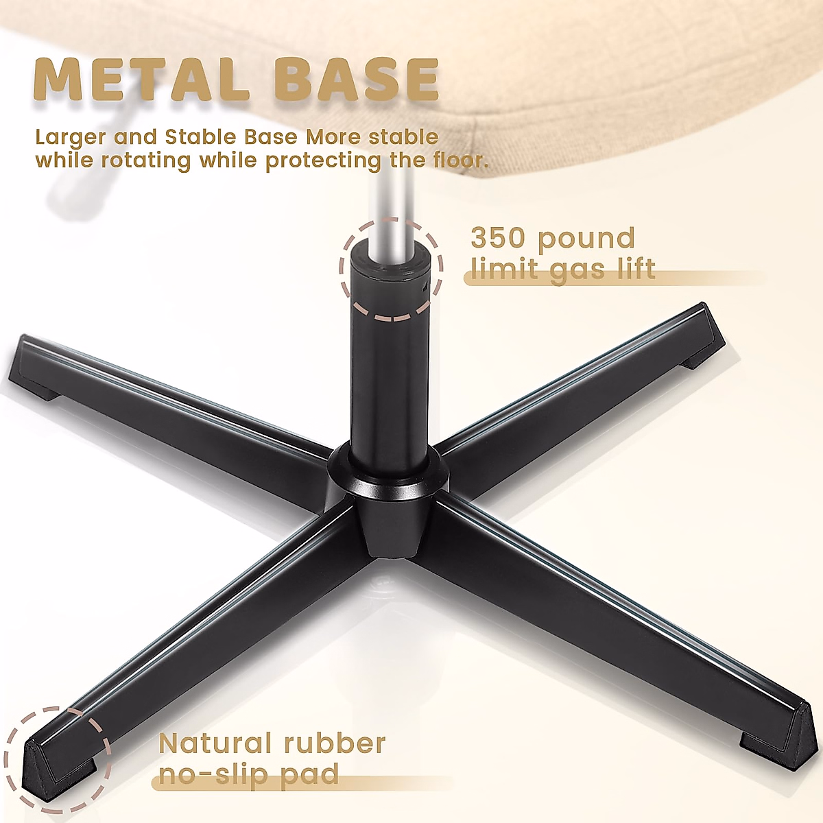 LEMBERI Fabric Padded Desk Chair No Wheels, Armless Wide Swivel Home Office Desk Chair,120° Rocking Mid Back Ergonomic Computer Task Vanity Chair for Office, Home, Make Up,Small Space (Yellow)