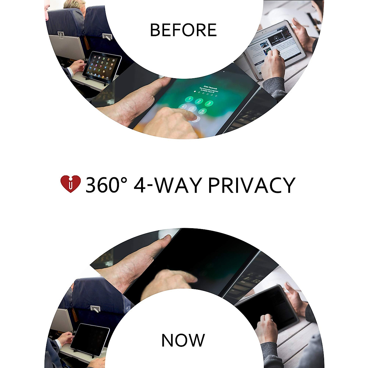 iCarez Privacy Screen Protector for 10.2 iPad 9/8 / 7, 1-Pack 4-Way 360 Degree