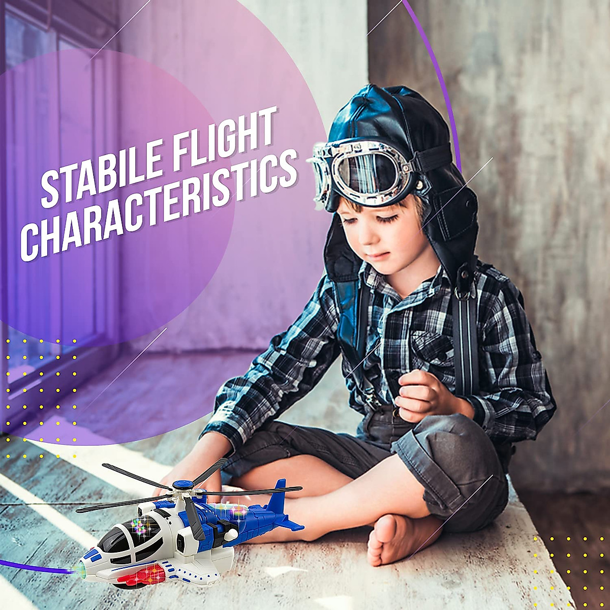 Toysery Bump and Go Helicopter Toys for Boys & Girls, Aircraft Toys Made with Durable Material, Helicopter Toy with Lights, Realistic Sound, Helicopter Toy for Gift, Perfect Kids Helicopter - Blue