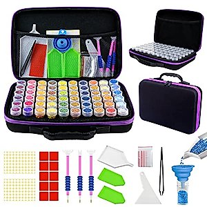 60 Slots Diamond Painting Storage Containers Upgraded Accessories and Tools Pen Tray, Diamond Painting Tools Organizer, Shockproof Diamond Art Storage Case, Jewelry Beads Storage Box