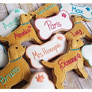 Pet Cookie Cutters 5-Pc. Set Made in the USA by Ann Clark, Paw Print, 4" Bone, Labrador, Curled Cat, Goldfish