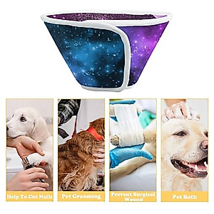 Colorful Galaxy Soft Dog Cone Collars Protective Adjustable Cat Recovery Collar to Stop Licking XL