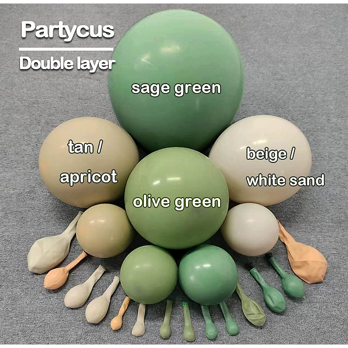 Sage Green Brown Balloon Garland Kit Double stuffed Olive Green Nude Apricot Latex Balloons Pastel Tan Avocado Green Balloon Arch for Jungle Safari Wild One Baby Shower Birthday Party Decoration