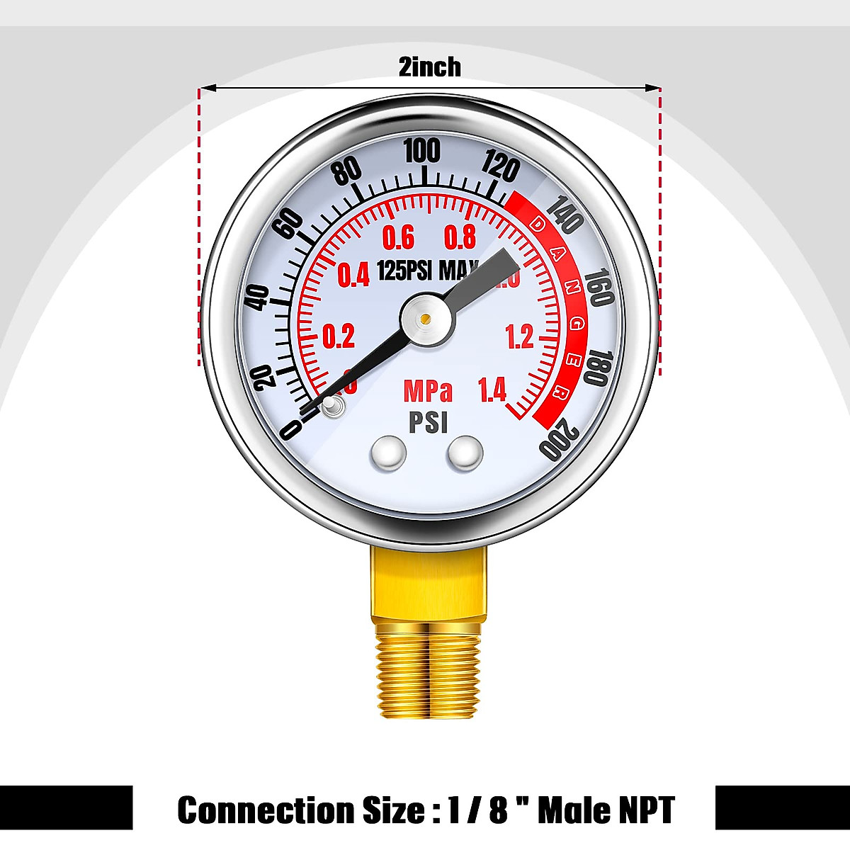 Peryiter Air Tank Repair Kit Including Safety Valve, 0-200 PSI Pressure Gauge and 4 Feet Air Tank Hose Assembly Kit for Portable Carry Tank(3 Pcs)