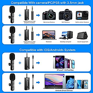 OSA Wireless Lavalier Microphone, wireless Microphone for iPhone, Android Phone, Camera, Clip-on Plug & Play Auto-sync and Noise Reduction for Video Recording, Interview