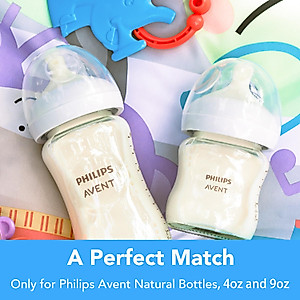 Baby Bottle Replacement Caps for Philips Avent Natural Bottles, Compatible Bottle Lid for Avent Natural Plastic and Glass Bottles, Soft and Safe PP, 4 Count
