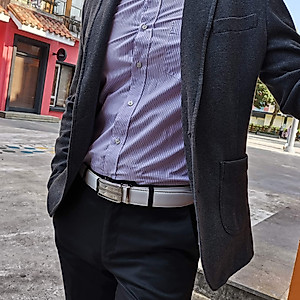 Clubbelts - Men's Genuine Leather Ratchet Adjustable Belt with Automatic Buckle, 1.4" Wide, for Men’s Dress Casual Belt