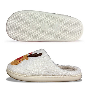 Christmas Slippers For Women Cozy Christmas Slippers Cartoon Fuzzy Reindeer Shoes Animal Holiday Cute Xmas Moose Slippers