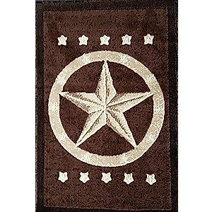 Texas Star Door Mat Area Rug Dark Brown Carpet King Americana Design #5457 (2ft.x3ft.)