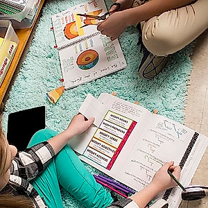 Five Star Interactive Notetaking Composition Books, 3 Pack, 1-Subject, College Ruled Paper, 11" x 8-1/2", 100 Sheets, Black, Amethyst Purple and Forest Green (38611)