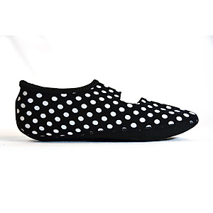 Nufoot Women's Mary Jane Slipper Black/White Polka Dots X-Large