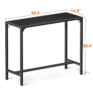 ODK 39 Inch Outdoor Bar Table, Hot Tub Table, Patio Counter Bar Height Table with Weather Resistant Waterproof Top for Garden, Yard, Balcony, Poolside, Indoor (Black)