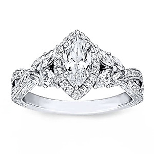 Molioaki 1-3/8 Carat (ctw) D-VVS1 moissanite engagement rings for women Platinum Plated Silver moissanite rings-Y-5