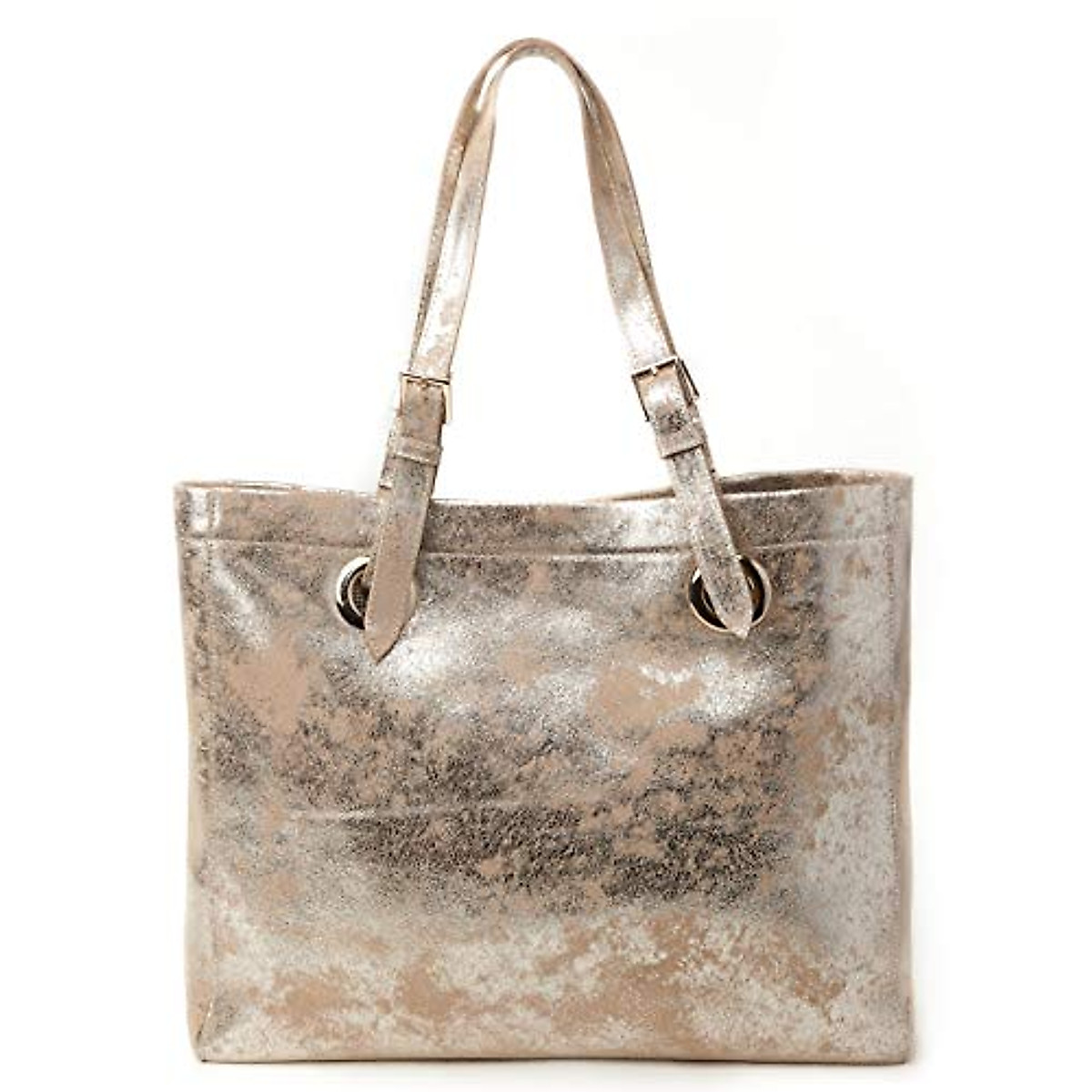 CoFi Shoulder Bags - Genuine Handmade Full Grain Leather Erin Tote (Purse), Unique Platinum Pattern