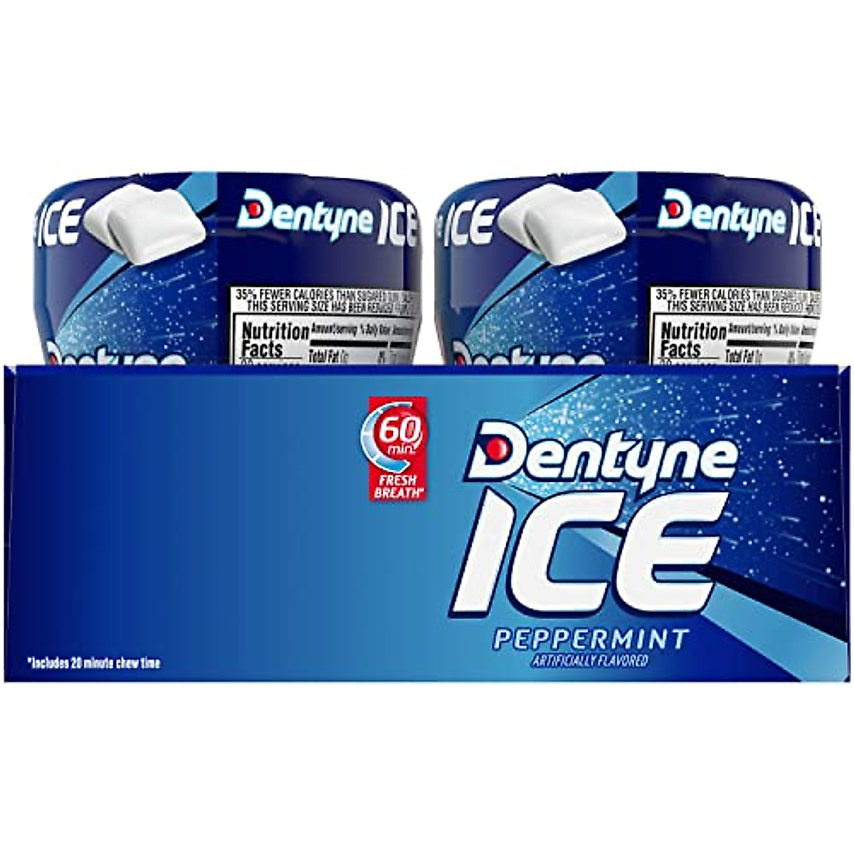 Dentyne Ice Peppermint Sugar Free Gum, 4 Bottles of 60 Pieces (240 Total Pieces)