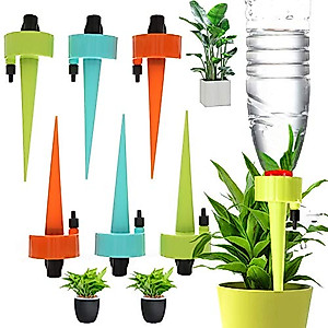DFYOUHOME Automatic Plant Self Watering Devices Spikes Irrigation Drippers with Slow Release Control Valve Switch for Vacation to Care Your Home Plants, Flower beds, Vegetable Gardens, Lawn (6PCS)