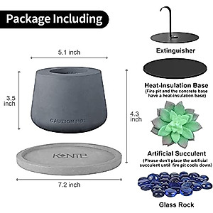 Kante Concrete Tabletop Fire Pit with 7.2" Light Gray Base, Ethanol Fire Pit for Indoor&Outdoor, Portable Rubbing Alcohol Tabletop Fire Bowl, Mini Fireplaces for Smores Maker (Round)