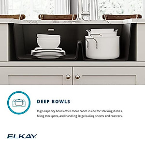 Elkay Quartz Classic ELGHU3322RMC0 Mocha Offset 60/40 Double Bowl Undermount Sink with Aqua Divide