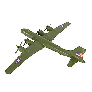 TimMee WW2 B-29 Superfortress Bomber Plane - OD Green Plastic Army Men Aircraft