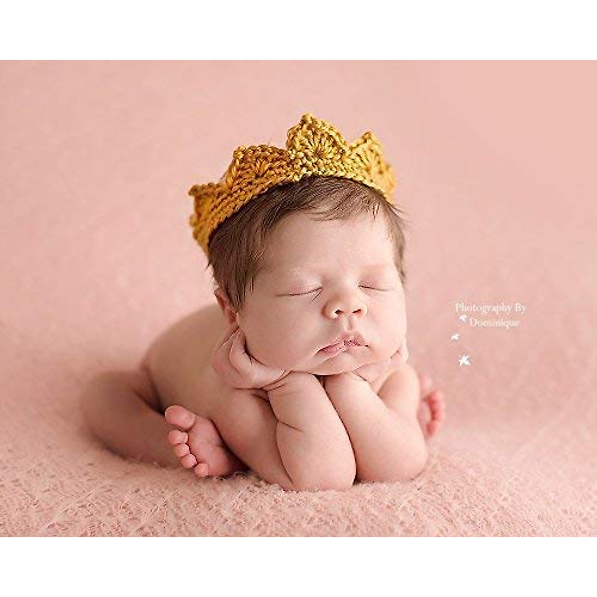 Handmade Newborn Crown, Baby Boy Girl Photo Prop, Gender Neutral Infant Photography Prop, Gold (Newborn, Gold)