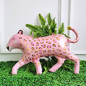 135Pcs Pink Leopard Print Balloon Garland Arch Kit Jungle Safari Animal Printed Balloon Arch Hot Pink Chrome Gold Balloons for Baby Shower Girls Wild One Birthday Party Decorations (Pink)