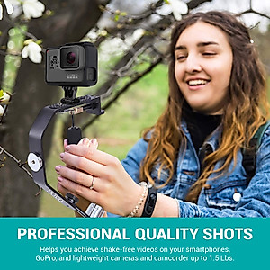 Movo Handheld Video Stabilizer System Compatible with GoPro Hero, HERO2, HERO3, HERO4, HERO5, HERO6, HERO7 & Apple iPhone 5, 5S, 6, 6S, 7, 8, X, XS, XS Max, Samsung Galaxy + Note Smartphones