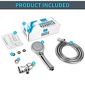 High Pressure Shower Head with Handheld,5-Settings Handheld Shower Head, High Flow with 59 Inch Stainless Steel Hose and Adjustable Bracket Teflon Tape Rubber Washers Easy Install