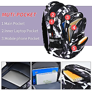 Yvechus School Backpack Casual Daypack Travel Outdoor Camouflage Backpack Christmas Presents for Boys and Girls (AY Camo Black)