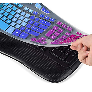 Colorful Keyboard Cover Compatible with Logitech K350 MK550 MK570 Wireless Wave Keyboard, Logitech K350 MK550 MK570 Full Keyboard Protector Skin -Rainbow