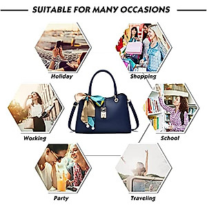Women's Top Handle Cross Body Handbag Middle Size Purse Durable Soft PU Leather Messenger Tote Bag for Ladies (White)