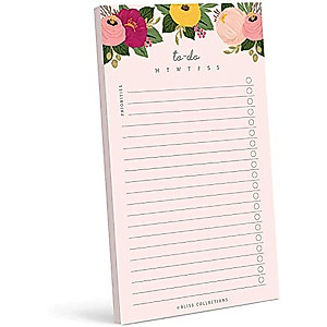 Bliss Collections To Do List Notepad, Pink Floral, Magnetic Weekly and Daily Planner for Organizing and Tracking Grocery Lists, Appointments, Reminders, Priorities and Notes, 4.5"x7.5" (50 Sheets)