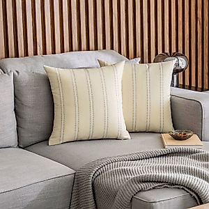 Home Brilliant Large Throw Pillow Covers, Lace Stripes Euro Sham for Outdoor Indoor Garden Patio, Set of 2, 24x24 inch(60cm), Brown