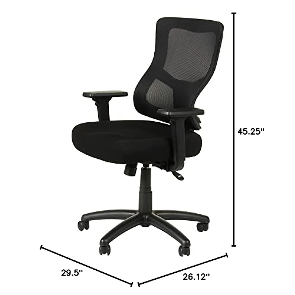Alera Elusion II Series Mesh Mid-Back Synchro Seat Slide Chair, Supports Up to 275 lb, 17.51" to 21.06" Seat Height, Black