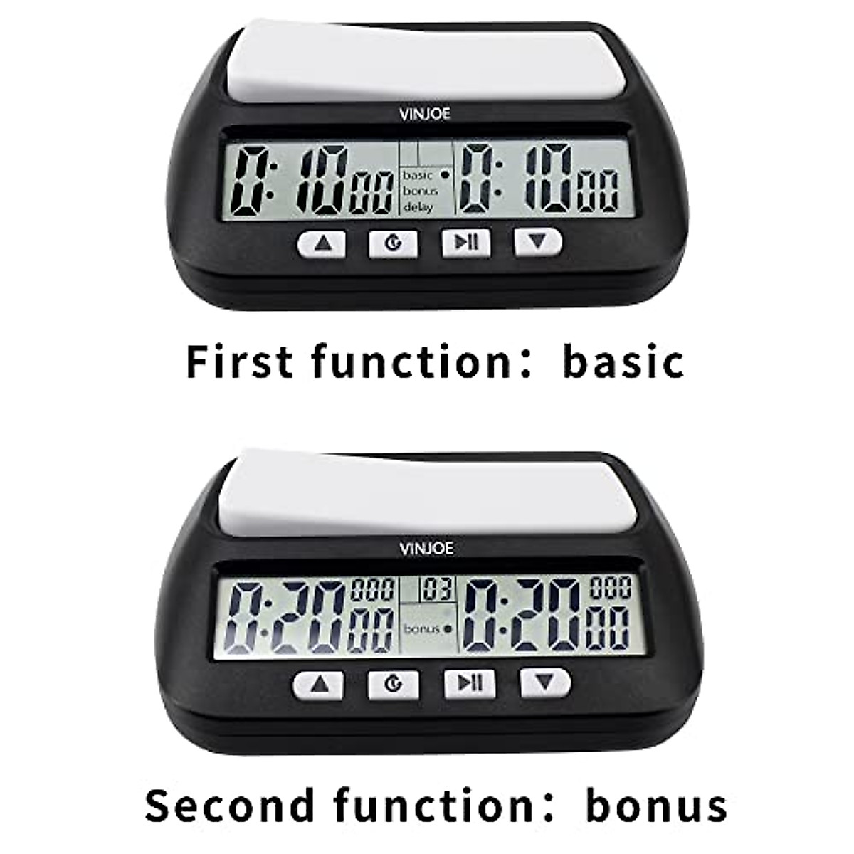 VINJOE Chess Clock Digital Chess Timer, Portable Digital Chess Clock & Game Timer for Board Games with Basic, Bonus, Delay and Positive Time Features Best Gifts for Christmas(Include Battery)